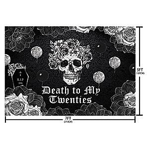 Sendy 7x5ft Death to My Twenties Backdrop for Thirties Birthday Party Decorations RIP 20s Funeral Youth Banner Gothic Skull Tombstone Black Photography Background Photo Booth Studio Props