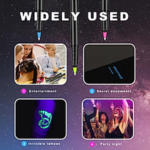 Daemson Invisible Ink Pen, Spy Pen with 9 PCS Mini UV LED Keychain Flashlight, Disappearing Ink Magic Pen with Black Light Markers for Secret Notes, Fit for Christmas Halloween Holiday Gifts (9 PCS)