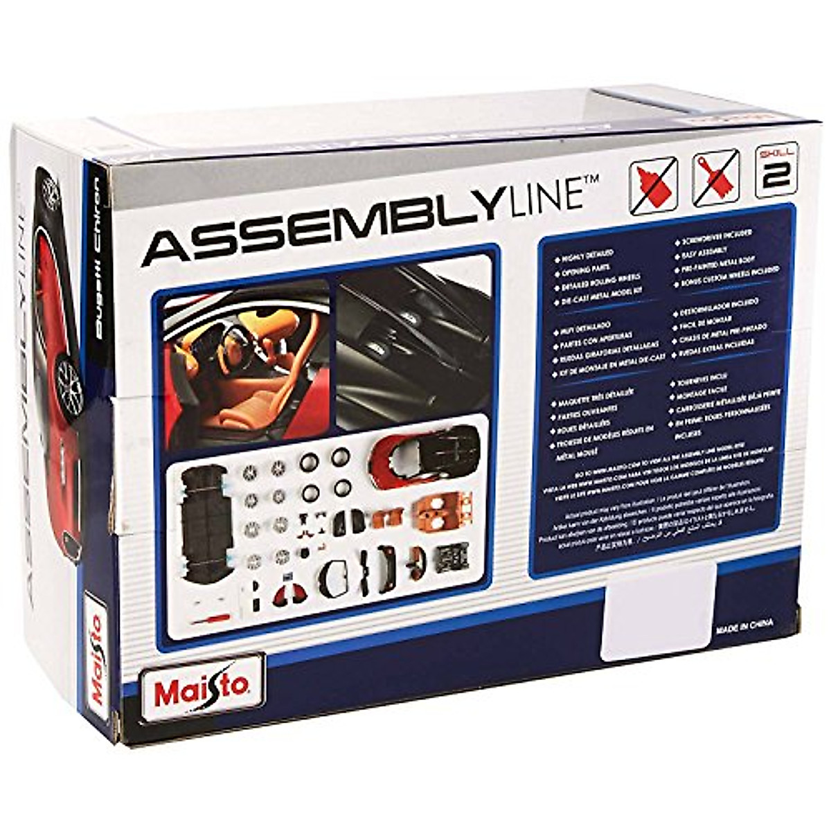 Maisto 1:24 Assembly Line Bugatti Chiron - Red/Black