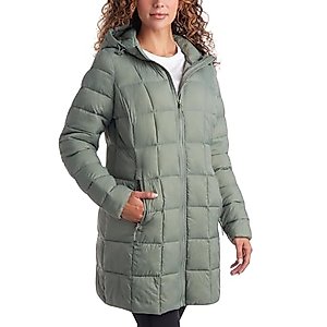 Reebok Women's Winter Jacket - Long Length Quilted Puffer Parka - Heavyweight Outerwear Coat for Women (S-XL), Size Medium, Sage