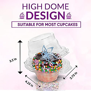 50 Pcs Individual Cupcake Containers Disposable Clear Plastic Cupcake Holders with Airtight Deep Dome Lid Stackable Single Cupcake Boxes for Home Baking Party Wedding, Cake Shop