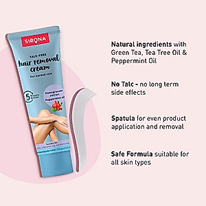 Sirona Hair Removal Cream for Women - 3.38 Fl Oz | with No Talc, No Harmful Chemicals | Ideal for Bikini Line,Underarm, Legs | Dermatologically Tested