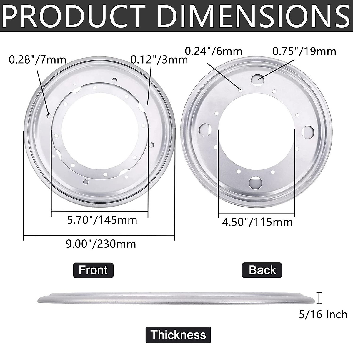 RHBLME 2 Pack 9 Inch Lazy Susan Hardware, 360° Rotating Bearing Plate 5/16" Thick, 750lbs Heavy Duty Lazy Susan Turntable Swivel Base for Rotating Table, Kitchen Cabinet, Serving Tray