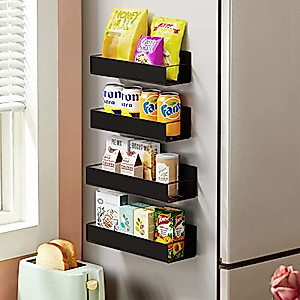 Vetacsion 4 Pack Moveable Fridge Magnetic Spice Racks,Metal Black