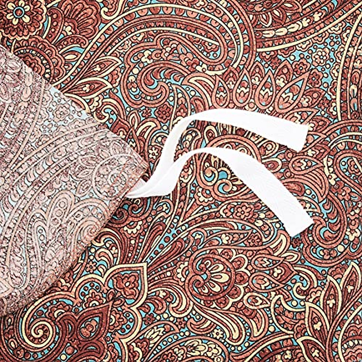 Eikei Boho Paisley Print Luxury Duvet Cover and Shams 3pc Bedding Set Intricate Tuscany Bohemian Damask Medallion 350TC Egyptian Cotton Sateen (Queen)