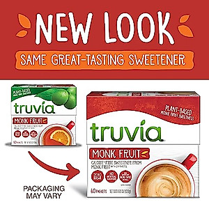 Truvia Calorie-Free Sweetener from the Monk Fruit Packets, 60 Count Monkfruit Box (Pack of 1)