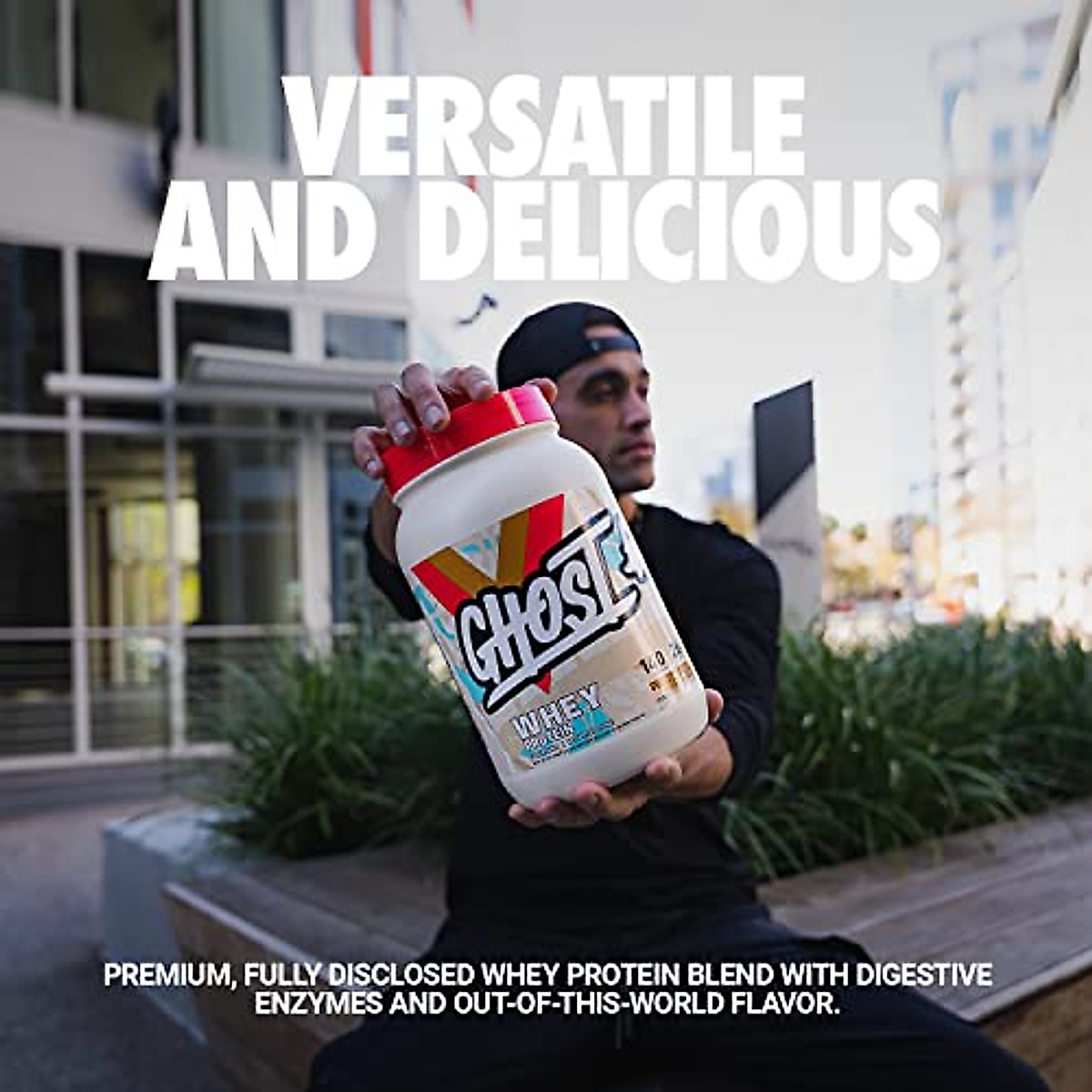 GHOST WHEY Protein Powder, Peanut Butter Cereal Milk - 2lb, 26g of Protein - Whey Protein Blend - ­Post Workout Fitness & Nutrition Shakes, Smoothies, Baking & Cooking - Soy & Gluten-Free