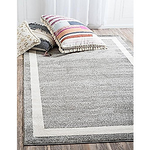 Unique Loom Del Mar Collection Area Rug-Transitional Inspired with Modern Contemporary Design, Rectangular 5' 0" x 8' 0", Gray/Ivory