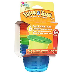 The First Years Take and Toss Snack Containers with Lids, 4.5 Ounce (Pack of 6)