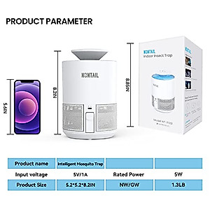 NONTAIL Fruit Fly Traps for Indoors, Mosquito Trap, Catcher & Killer for Gnat, Moth, Flies, Non-Zapper Insect Traps with UV Light Fan & Sticky Glue
