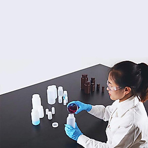 JRLGD HDPE Wide Mouth Plastic Bottles with Caps, Lab Sample Bottle Reagent Bottle, 250ml, Brown, Pack of 10