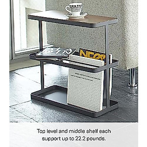 YAMAZAKI Storage Home Steel | End + Side Tables, One Size, Black