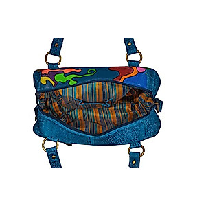 Women's Hand Painted Genuine Leather Handbag - Shoulder Bag - Hobo, by Evi's Bags. Unique, Large, Handmade Purse - Satchel - Tote. Wearable Art - Puzzle Piece Bag, Multicolor