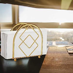 Vertical Napkin Holder for Dining Table Décor, Freestanding Metal Paper Holder for Kitchen Countertop, Heavy Duty Napkin Paper Organizer, Durable Tissue Dispenser Stand for Home Restaurant, Gold