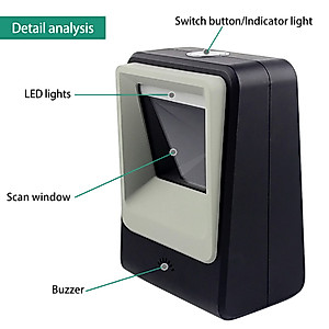 2D QR Barcode Scanner,Symcode Omnidirectional Hands-Free USB Automatic Barcode Reader for Mobile Payment Computer Screen Scan