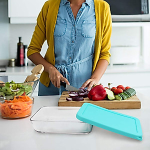 Sophico 3 Cup Rectangle Silicone Storage Cover Lids Replacement for Pyrex 7210-PC Glass Bowls, Container not Included (MINT, 2 Pack)