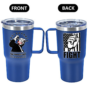 Icesip 20 oz Coffee Travel Mug with Handle, Double Wall Stainless Steel Vacuum Tumbler spill proof, insulated cup coffee mug with lid, straw and handle, Blue 1Pack