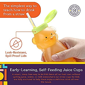 Special Supplies Honey Bear Straw Cup For Babies, 4-Pack, Fun Animal-Shaped Baby Led Weaning Training Drink for Straw Training and Weaning
