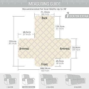 TAOCOCO Non-Slip Recliner Chair Cover Sofa Slipcover, Pet Cover for Large Recliner with Elastic Straps, Washable Chair Seat Cover Recliner Chair Furniture Protector (28'' Oversized, Light Gray)