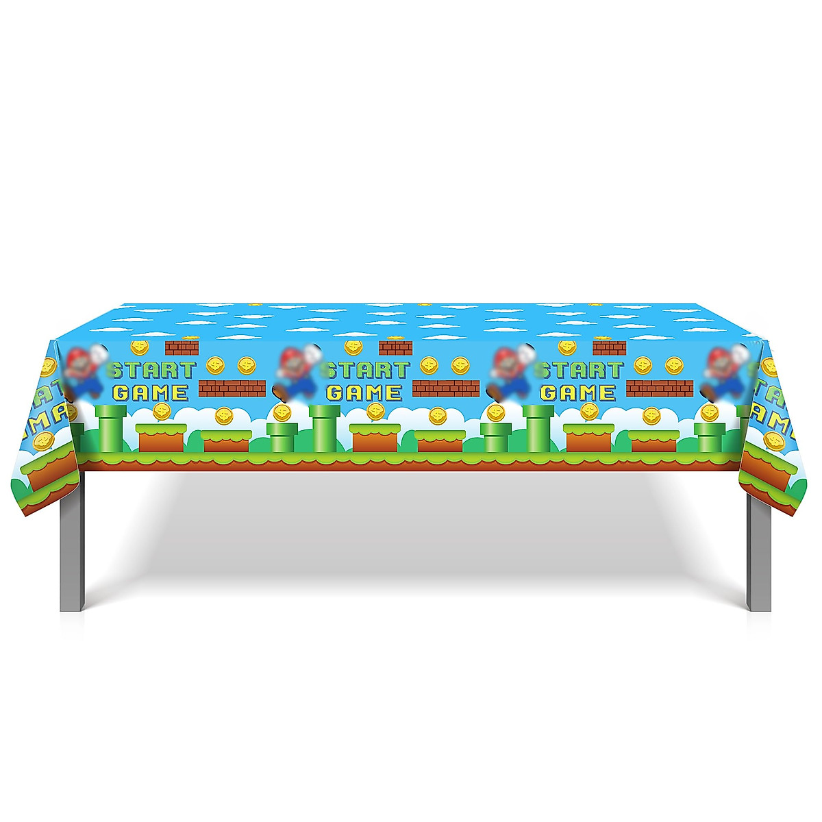 2 Pcs Mario Party Tablecloth,87" x 51" Game Rectangular Plastic Table Covers, Super Brothers Mario Theme Party Birthday Party Decorations Supplies