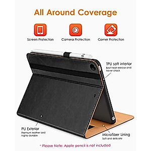DTTO for iPad Mini 5th Generation 2019 Case, [Noble Series] Leather Folio Cover Case with Apple Pencil Holder for iPad Mini 5 2019 [Auto Sleep/Wake], Black