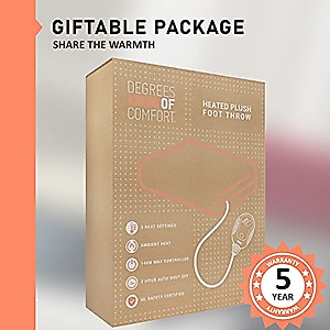 Heated Microplush Blanket with Foot Pocket - 3 Heat Settings, Auto Shut-Off, Machine Washable, Soft & Comfortable Electric Throw (50x62 inches, Grey)