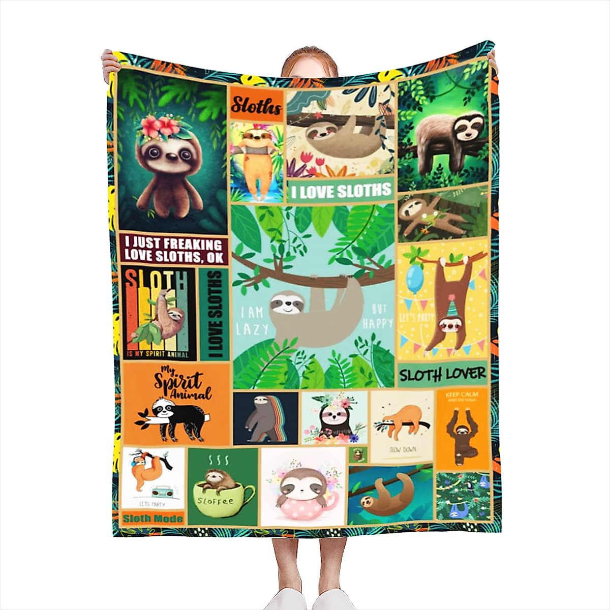 Sloth Gifts Blanket Sloth Blanket Super Soft Warm Flannel Throw Blankets for Couch Sofa Sloth Gifts for Kids (50x40in)