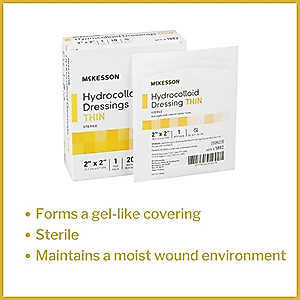 McKesson Hydrocolloid Dressing, Sterile, Thin, 2 in x 2 in, 20 Count, 1 Pack