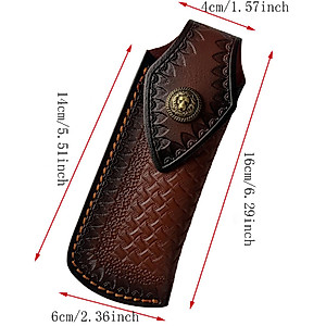 Folding Knife Sheath，2.3/6.3"Leather Pocket Knife Sheaths for Belt, Loop Portable Folding Knife Sheath for Camping Hunting Jungle Exploration