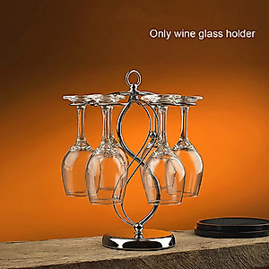 CALIDAKA Countertop Wine Glass Holder Stemware Rack Freestanding Tabletop Stemware Storage Rack with 6 Hooks(Silver)