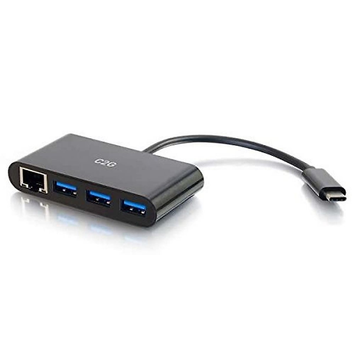 Legrand - C2G USB Adapter, USB C to Ethernet Hub, Gigabit Ethernet Port, 3 Port Adapter with Power Deliver, Black, 1 Count, C2G 29747