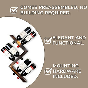Charmont Wooden Wine Rack Wall Mounted -Rustic Zig Zag Wine Holder - Wine Bottle Holder for Bar, Kitchen Storage, Dining Room, Wedding Gift- Wall Home Décor for Wine Display; 6 Bottles (1, Natural)