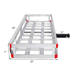 IRONMAX Hitch Cargo Carrier, 60” x 22” x 7” Trailer Hitch Mount Aluminum Cargo Carrier Fits 2” Receiver, Heavy Duty Vehicle Rear Cargo Basket for SUV, Car, Van, Truck, 500LBS Capacity
