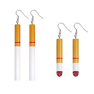 Honbay 2 Pairs of Creative Funny Cigarette Butt Earrings Wacky Lifelike Cigarette Earrings Unisex Dangle Earrings Cool Punk Earrings Halloween Earrings (AB)