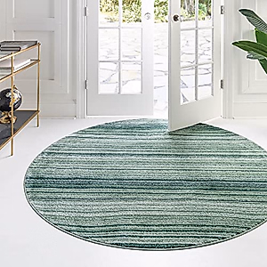 Unique Loom Gemstone Collection Area Rug - Topaz (Round 9' 8" x 9' 8", Green/Olive)