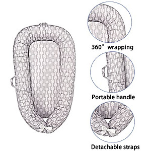Baby Lounger Crib Bionic Bed Bed in Crib Pure Cotton Baby Nest Bed Foldable Safety and Convenient for 0-24 Months (Arrow)