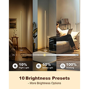 TACAHE Minimalist Corner Floor Lamp - 2700K-6500K Dimmable LED Night Light - Modern Standing Mood Lamp with Remote Control for Living Room, Bedroom - 57" 12W - Gold
