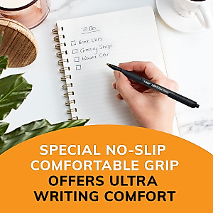 BIC Soft Feel Ballpoint Pens, Fine Point, 0.8 mm, Black Barrel, Black Ink, Box Of 12 Stick Pens (SCSF11-BLK)