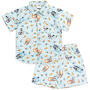 Bluey Bingo Toddler Boys Hawaiian Button Down Shirt and Shorts 3T