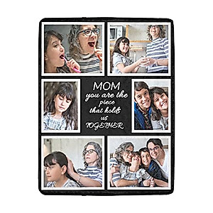 Mothers Day Blanket Gifts for Mom Custom Blankets with Photos Personalized Throw Blankets with Picture for Mother, Customized Blanket Best Mom Ever Family Women Gifts for Mom Birthday 6 Photo Collage