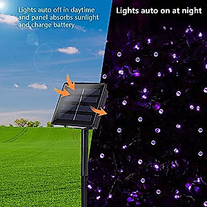 YAKEXI Christmas Solar String Lights Purple 72ft 200 LED 8 Modes Outdoor Solar Powered String Lights Waterproof Solar Fairy Lights for Tree Garden Fence Balcony,Outdoor Christmas Decoration Lights