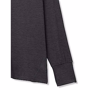 Amazon Essentials Women's Brushed Tech Stretch Long-Sleeve Crewneck Shirt (Available in Plus Size), Black/Space Dye, Large