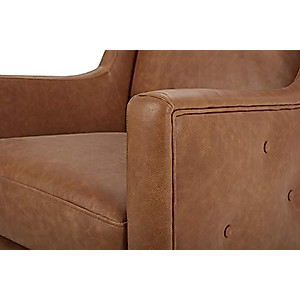Amazon Brand – Stone & Beam Rosewood Button-Tufted Leather Wingback Accent Chair, 30"W, Cognac