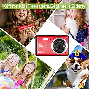 Digital Camera for Kids, 30MP Digital Point and Shoot, 1080P FHD Kids Camera, 2.8 Inch LCD Screen Rechargeable Compact Camera Vlogging Camera for Kids Teens Girls Boys Beginner Elderly (Red)