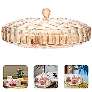 YARDWE Snack Tray with Lid Plastic Candy Box Nut Holder Round Dried Fruit Box Tray European Style Appetizer Tray with Cover Dry Food Storage Organizer Dish Platter 30cm