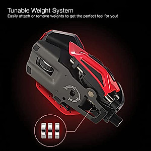 Mad Catz R.A.T. 8+ ADV Fully Adjustable Wired Gaming Mouse - Metal Base - 20000 DPI - 11 Programmable Buttons -4 User Profiles Stored Directly – Customize RGB LED- Tunable Weight System - Red