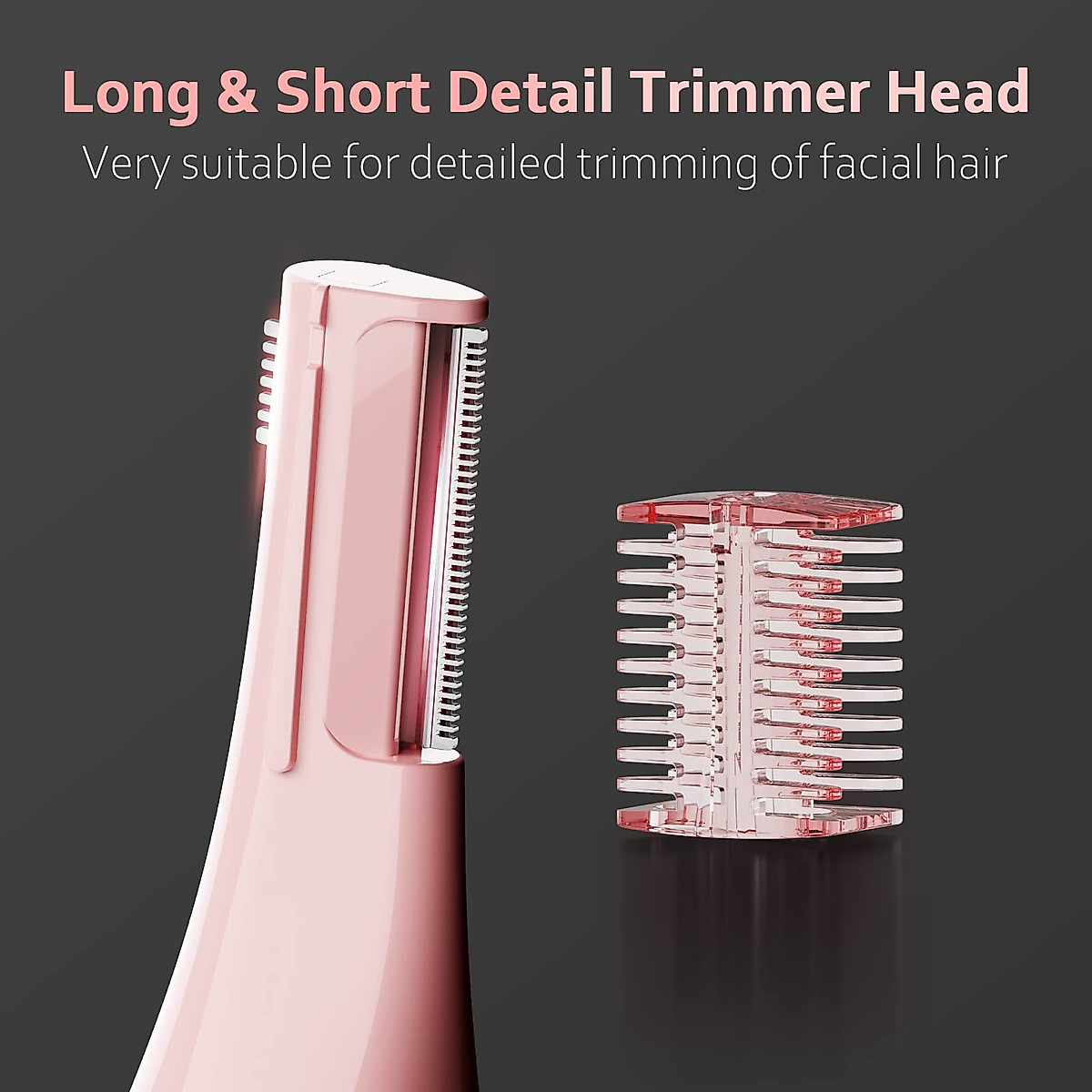Ear Nose Hair Trimmer for Women, Rechargeable Eyebrow Facial Hair Trimmer, Painless Waterproof Nose Clipper 2023 Professional Dual Blades Face Shaver Pink (Pink)