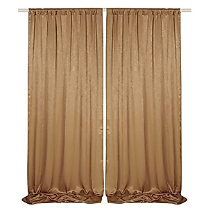 Cytdkve 2 Panels 4.8 Feet x 10 Feet Gold Brown Velvet-Like Wedding Backdrop Curtain Drapes, Silky Soft Window Curtains Panels for Wedding Ceremony Birthday Party Decorations