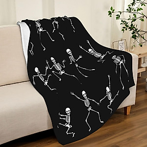JOOCAR Halloween Skull Skeleton Throw Blanket: Luxury Soft Warm Funny Dance Halloween Dancing Cartoon Fun Joints Party Vintage Throw Blankets for Girls Boys for Sofa Couch Bed Chair 40" x 50"