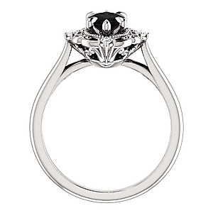 3.5 CT Marquise Cut Onyx Black Diamond Halo Victorian Wedding Ring for Women in 925 Sterling Silver White Gold or Rose Gold or Yellow Gold Finish (Silver, 9)